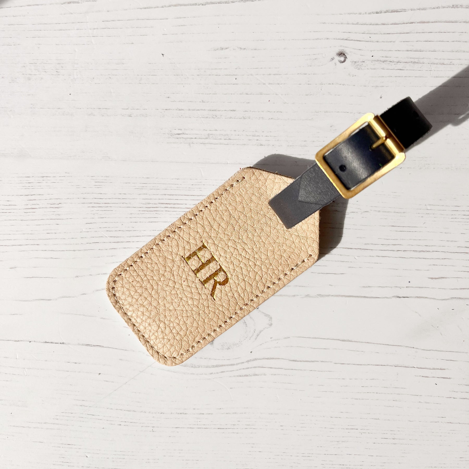 Personalised Seashell Cream Leather Luggage Tag | Pedal & Brass
