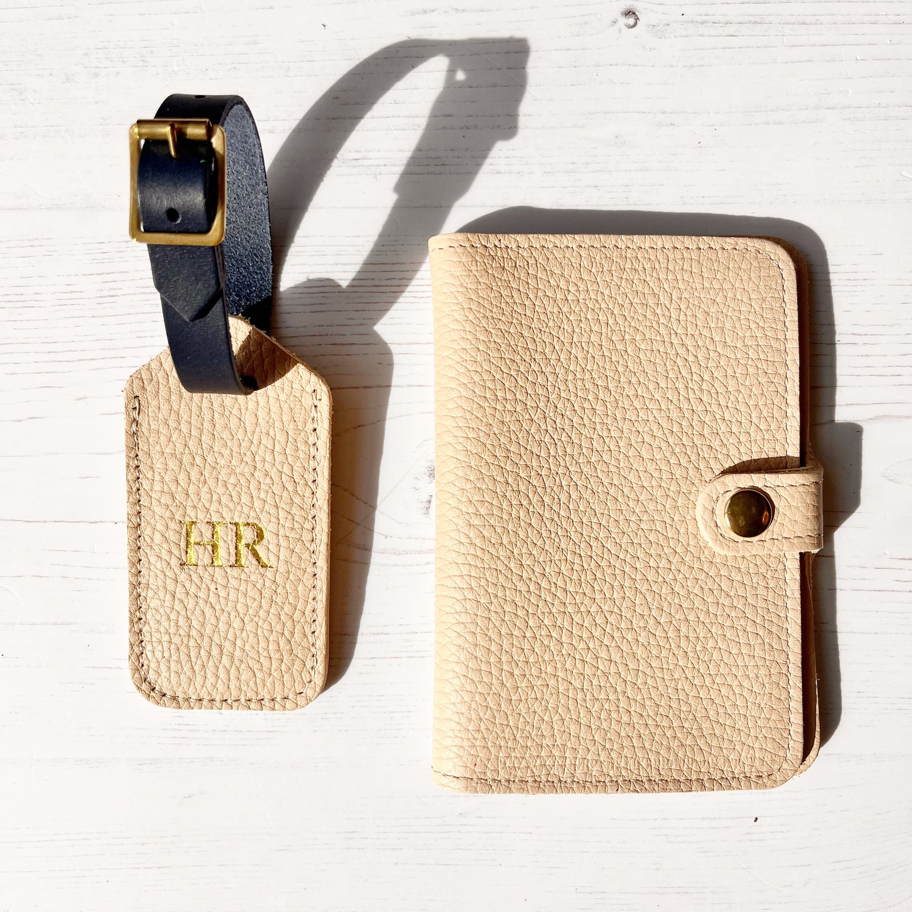 Personalised Seashell Cream Leather Luggage Tag | Pedal & Brass