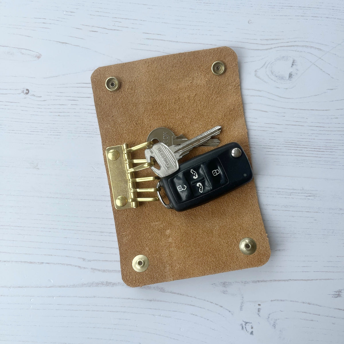 Personalised Tan Leather Key Case | Pedal & Brass